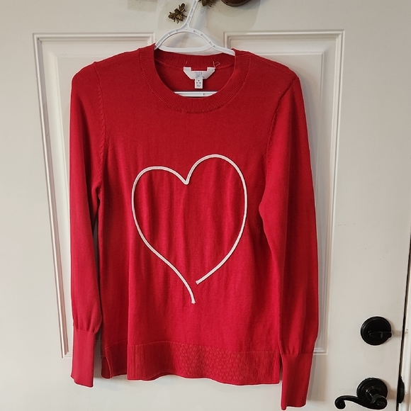 Time and Tru | Sweaters | Red Sweater With Heart Design | Poshmark